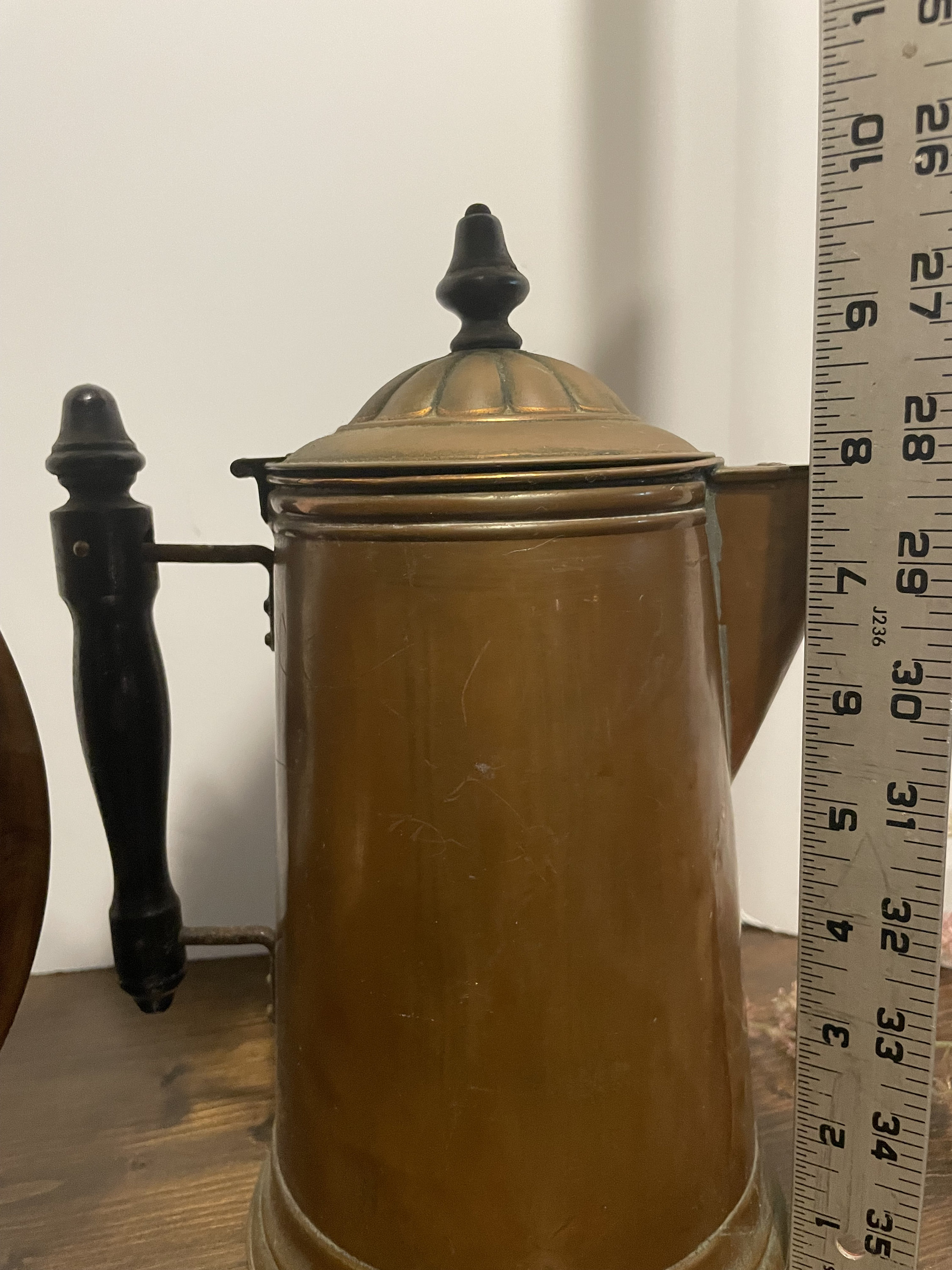 Vintage Copper Teapot Coffee Pot With Wood Handle Wood Knob - Etsy