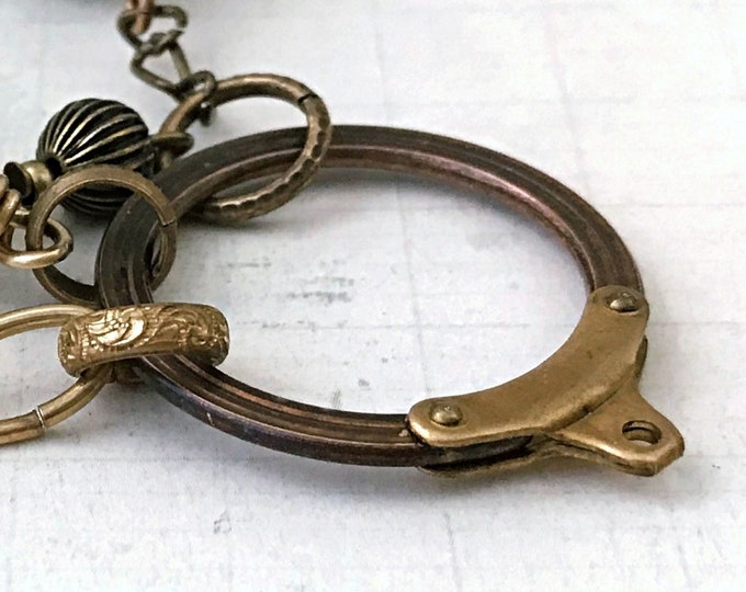 Vintage Brass Key Rings. Steampunk Charm Holders. Industrial Jewelry ...