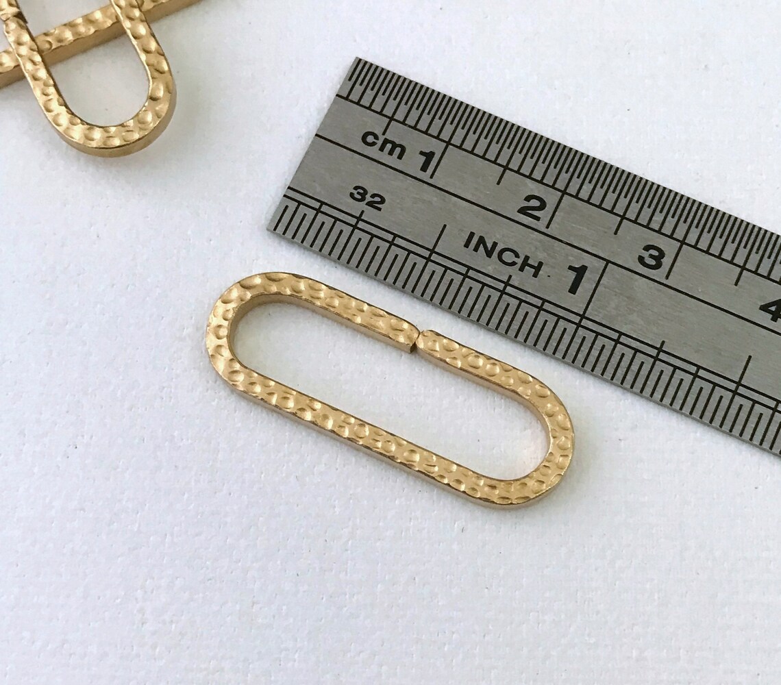 30 mm Brass Oval Links. Large Hammered Jump Rings. Long Ovals. | Etsy