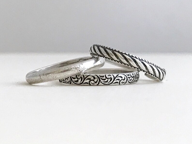 Silver Stacking Rings. 3 Adjustable Stackers. Sterling Silver - Etsy