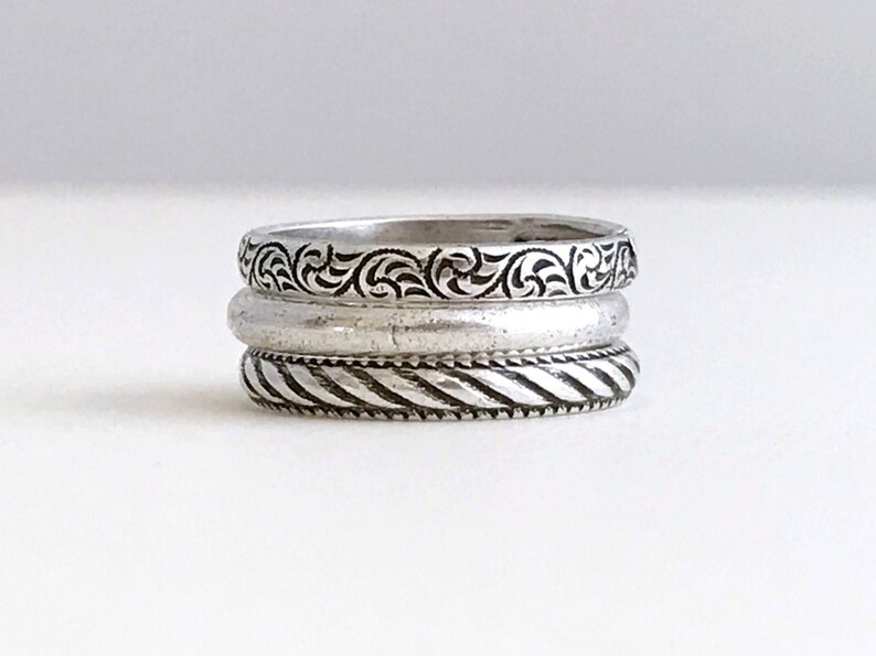 Silver Stacking Rings. 3 Adjustable Stackers. Sterling Silver - Etsy
