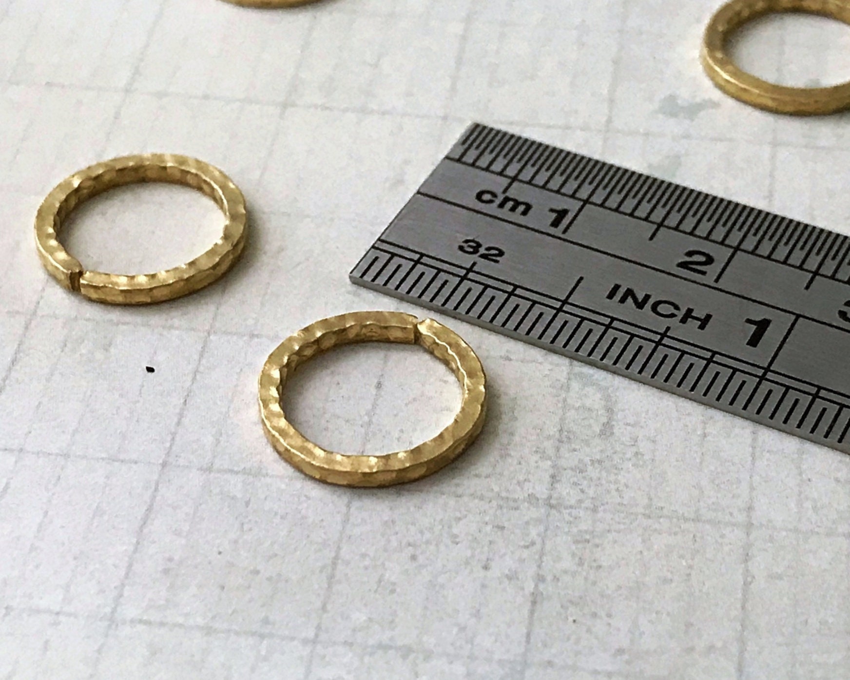 13 mm Hammered Brass Jump Rings. 16 G Square Textured Wire. | Etsy