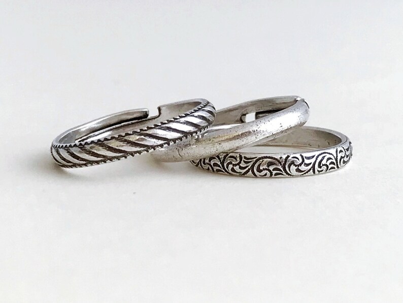 Silver Stacking Rings. 3 Adjustable Stackers. Sterling Silver - Etsy