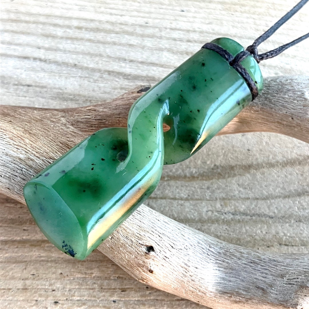 Siberian Nephrite Jade Adze Toki Infinity Twist Pendant / Necklace 60mm ...