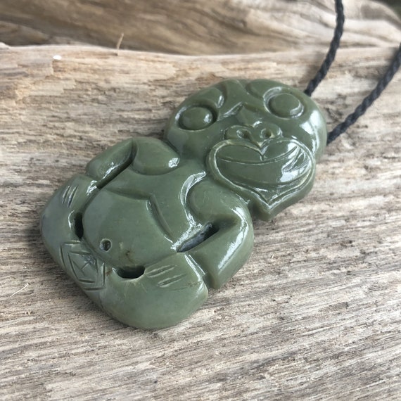 New Zealand Pounamu Greenstone Jade Hei Tiki Pendant