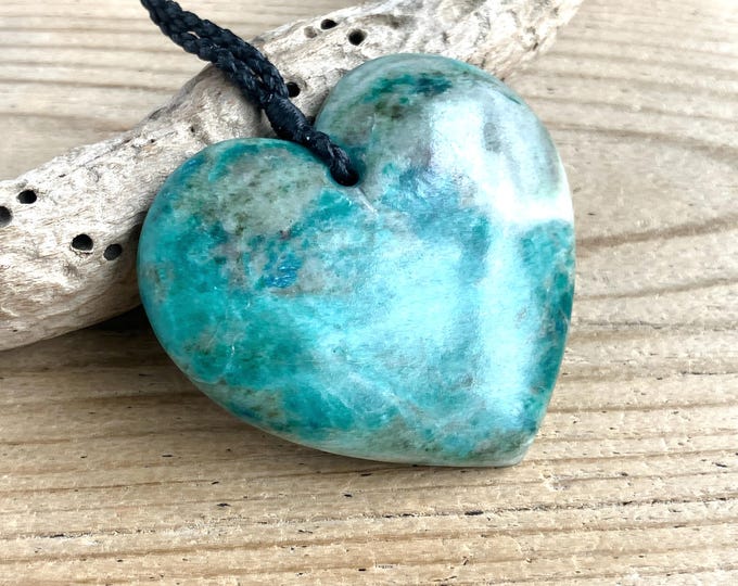 Rare New Zealand Aotea Stone Large Heart Pendant Necklace 53 Mm A4509P ...