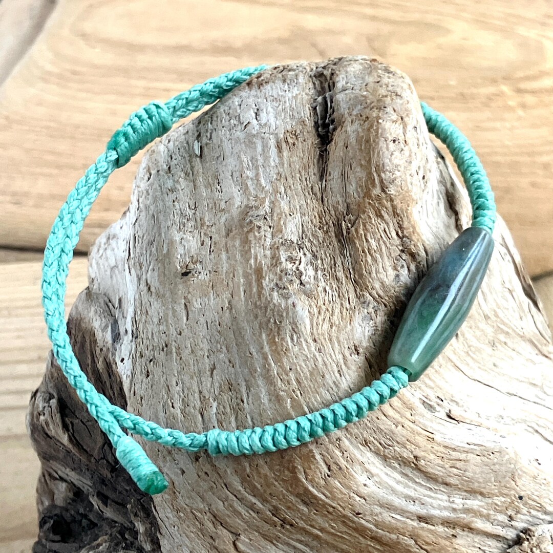 New Zealand Obay Stone Bead Macramé Adjustable Bracelet (POU6473B) - Etsy