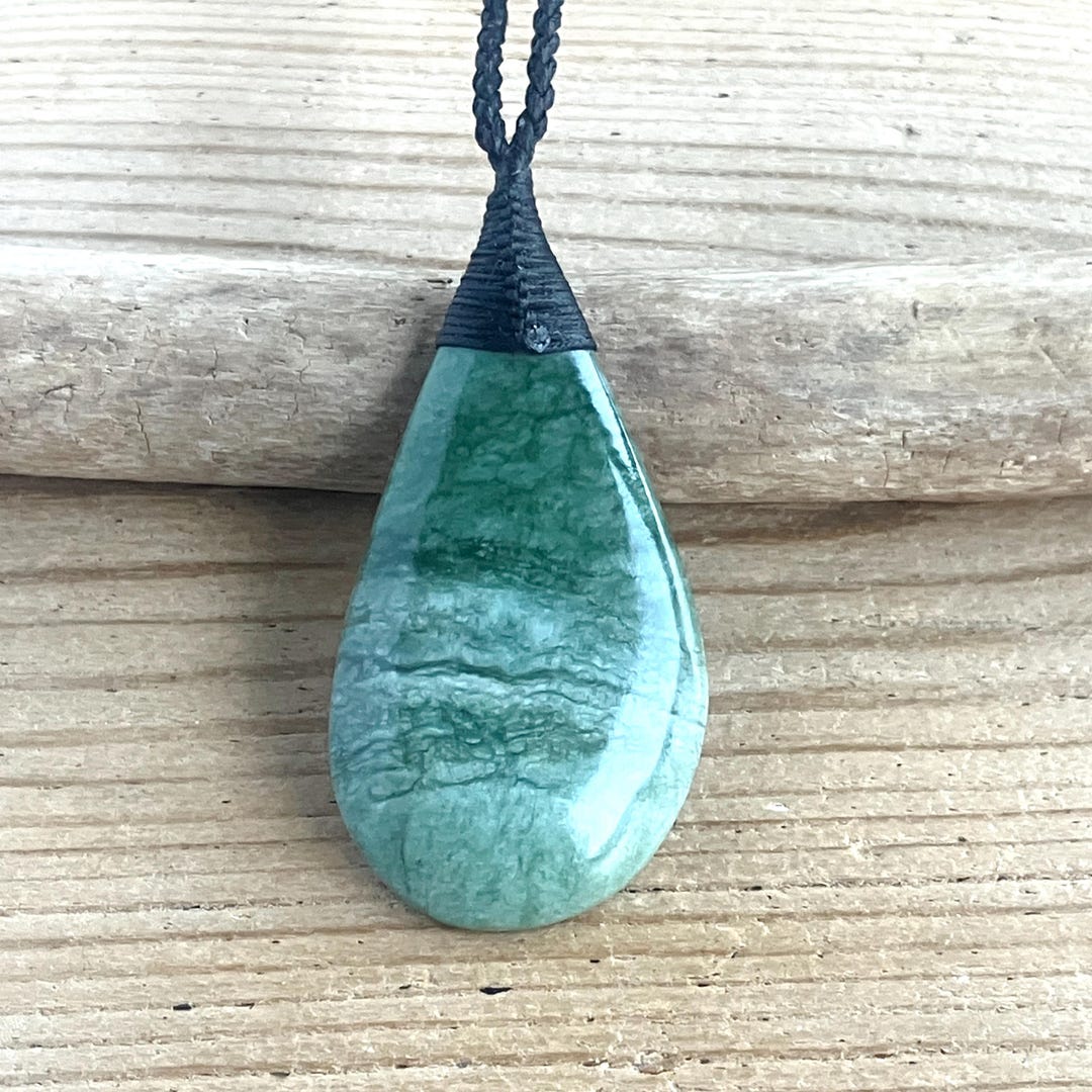 New Zealand Pounamu Greenstone Drop Pendant Necklace 59 Mm (POU5039P ...