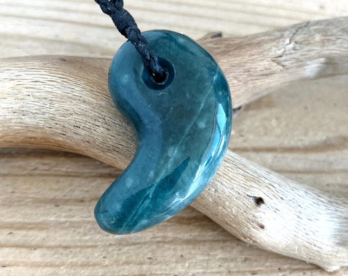 Japanese Magatama Korean Gogok Pendant in Guatemalan Dark Blue Jadeite ...