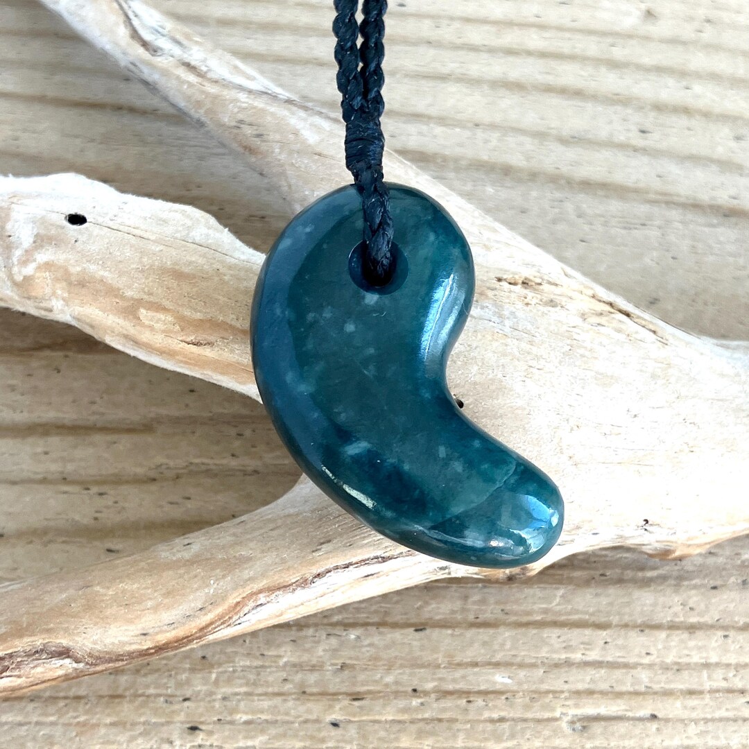 Japanese Magatama Korean Gogok Pendant in Guatemalan Dark Blue Jadeite ...
