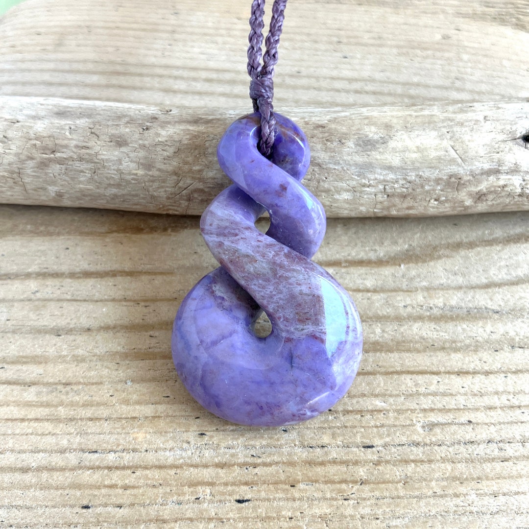 Turkish Lavender Jade Infinity Double Twist Pendant Necklace 50mm ...