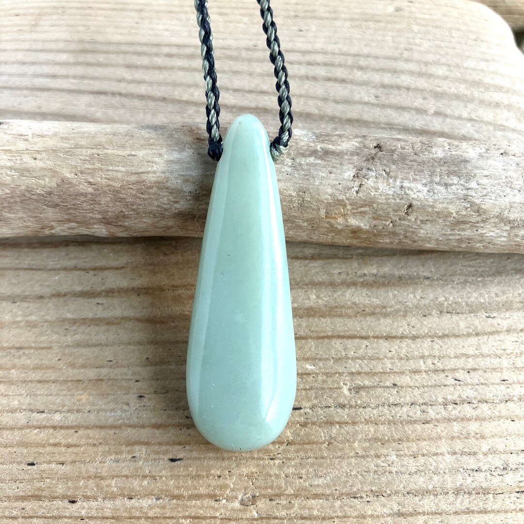 Siberian Light Blue Nephrite Jade Drop Pendant Necklace 53 Mm SIB4292P ...