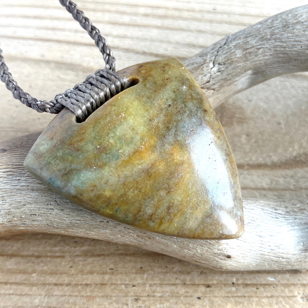 Small New Zealand Obay Stone Golden Bay Stone Triangle Pendant Necklace ...