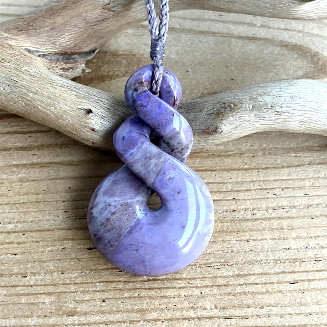 Large Turkish Lavender Jade Infinity Double Twist Pendant Necklace 51 ...
