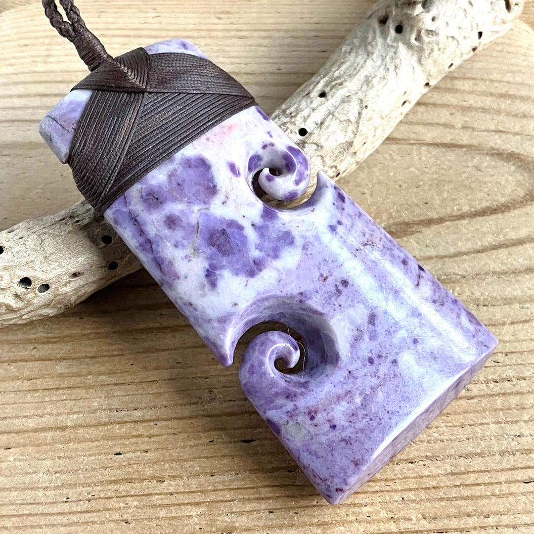 Extra Large Turkish Lavender Jade Toki & Koru Pendant Necklace 88 Mm ...