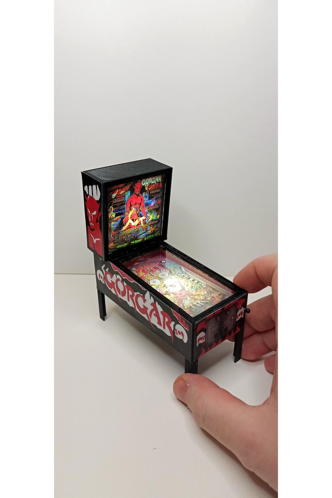 GORGAR 1/12 Scale Mini Pinball Cabinet With Light, Miniature Dollhouse ...