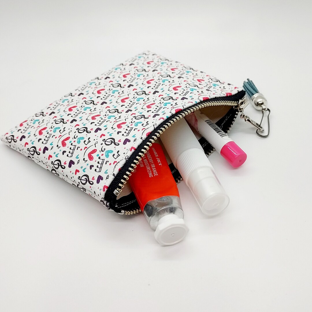 Music Notes and Hearts Faux Leather Zippered Coin Purse, Tween Zippered ...