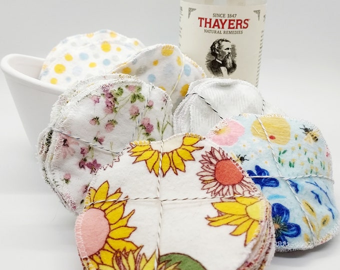 Assorted Print Cotton Flannel Face Rounds, 7 Day Pack, Reusable Makeup ...
