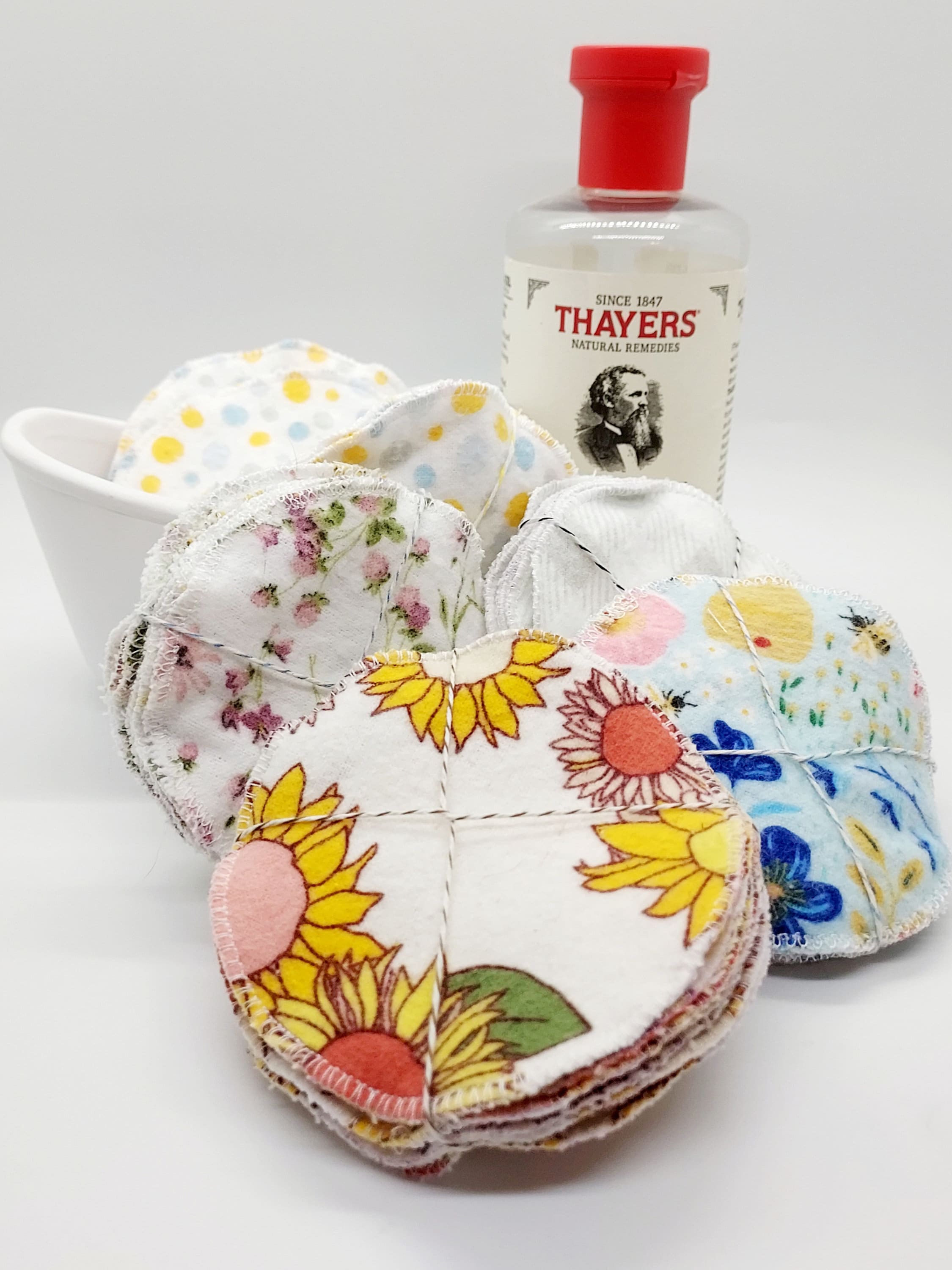 Assorted Print Cotton Flannel Face Rounds, 7 Day Pack, Reusable Makeup ...