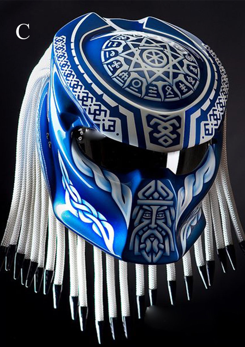 Predator Motorcycle Helmet Tribal Viking Custom DOT & ECE Certified - Etsy