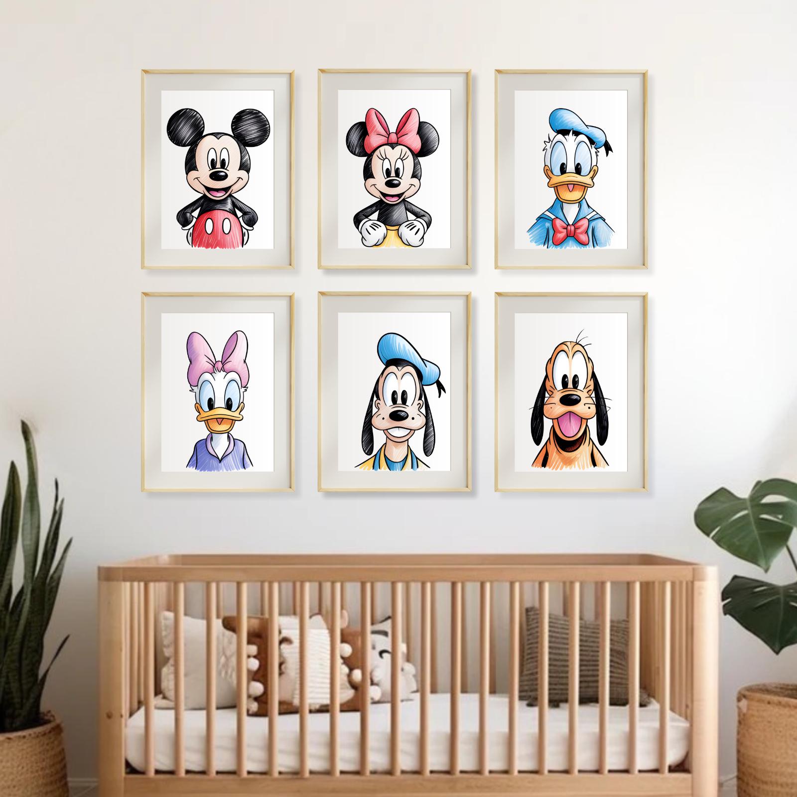 Mickey Friends Poster Mickey Wall Art Mickey Minnie Art Set of 6 ...