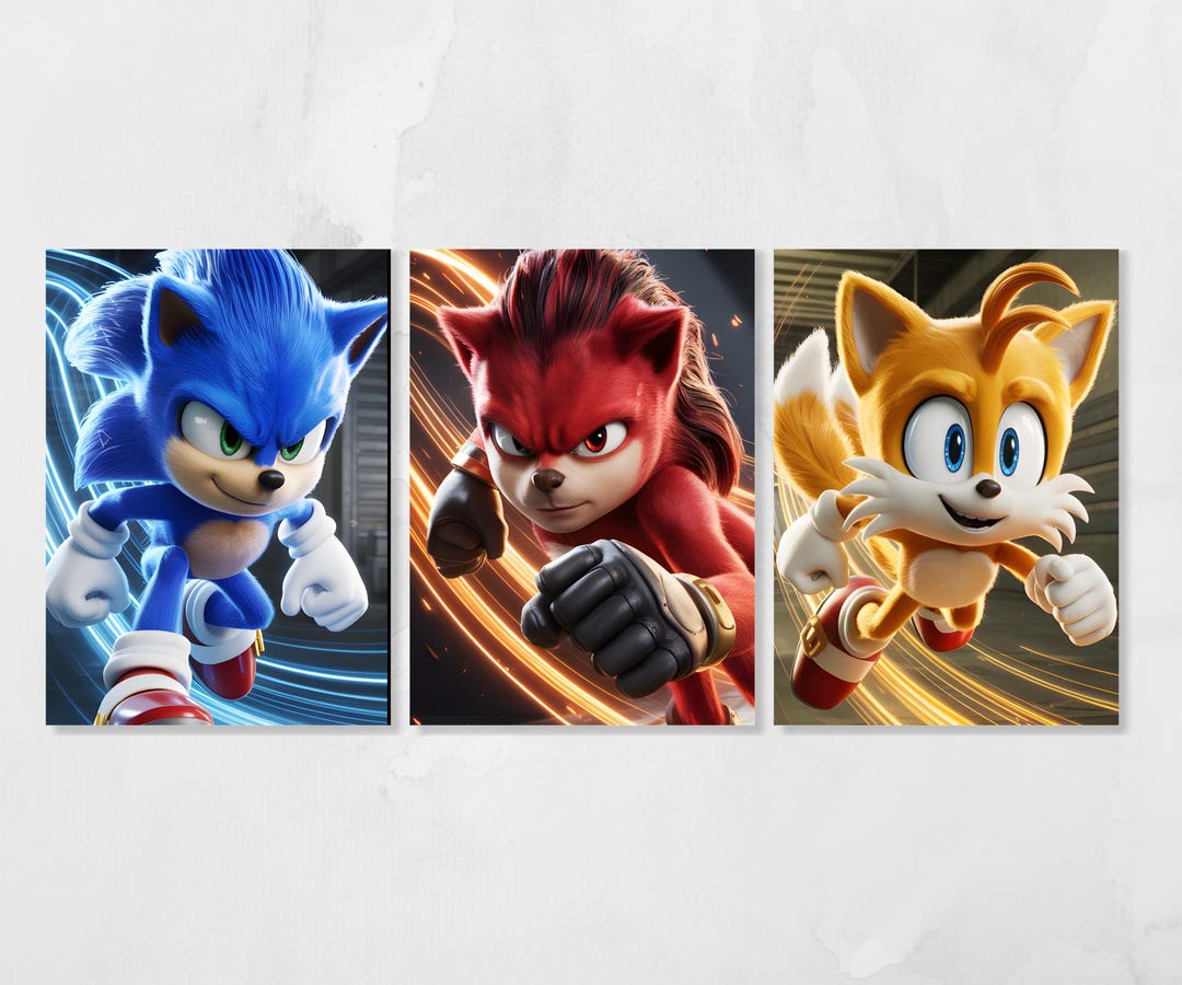 Sonic the Hedgehog Prints | Vibrant Sonic Trio Prints | Boys' Gaming ...