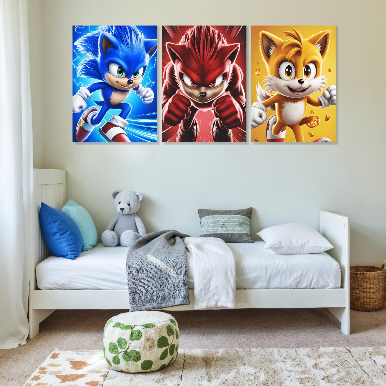 Sonic Movie Poster Set – Sonic, Knuckles & Tails Wall Art – Gaming Room ...