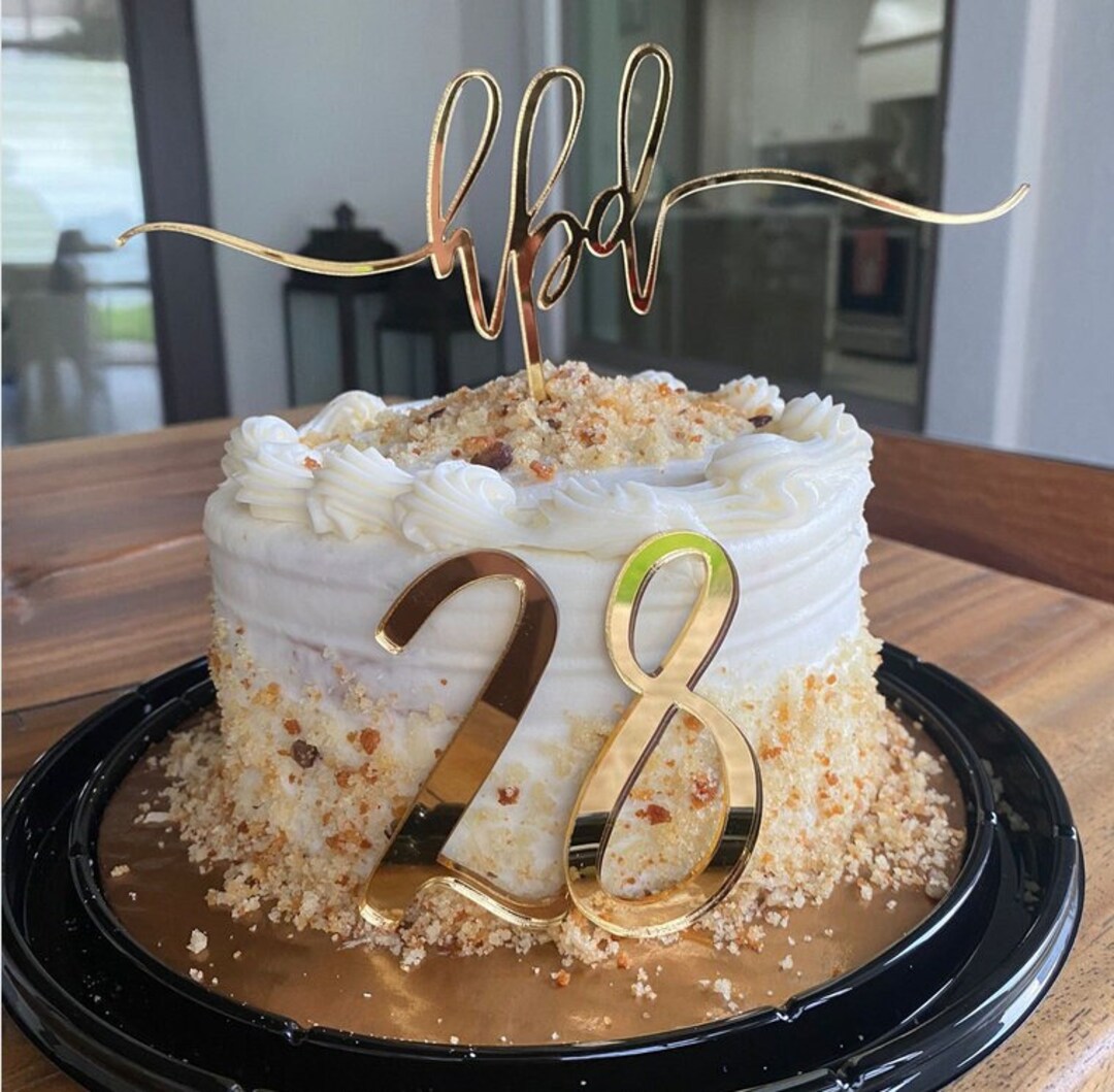 Hbd Cake Topper With Number Charms - Etsy