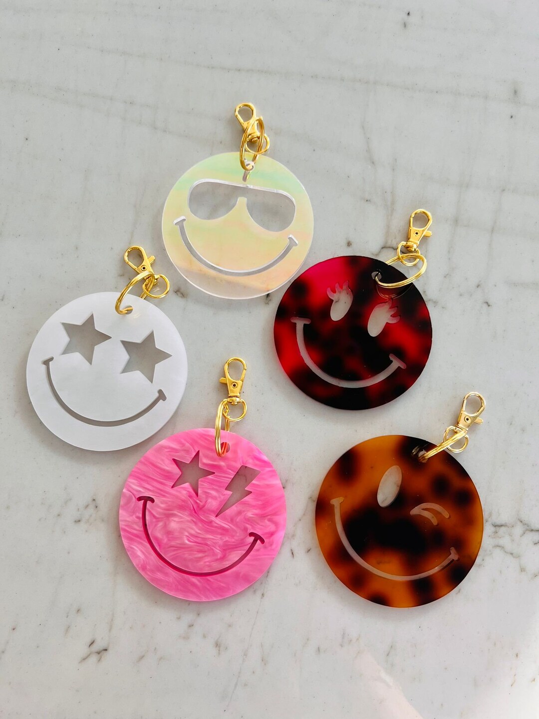 Smiley Face Tag | Bag Charm | Ready to Ship | - Etsy