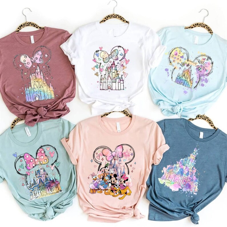 Bundle Watercolor Castle Png, Mouse Ear Castle Png, Retro Colorful ...