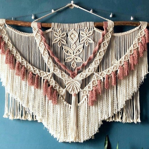 Macrame Handmade Textured Yarn Wall Hanging Decor Boho - Etsy