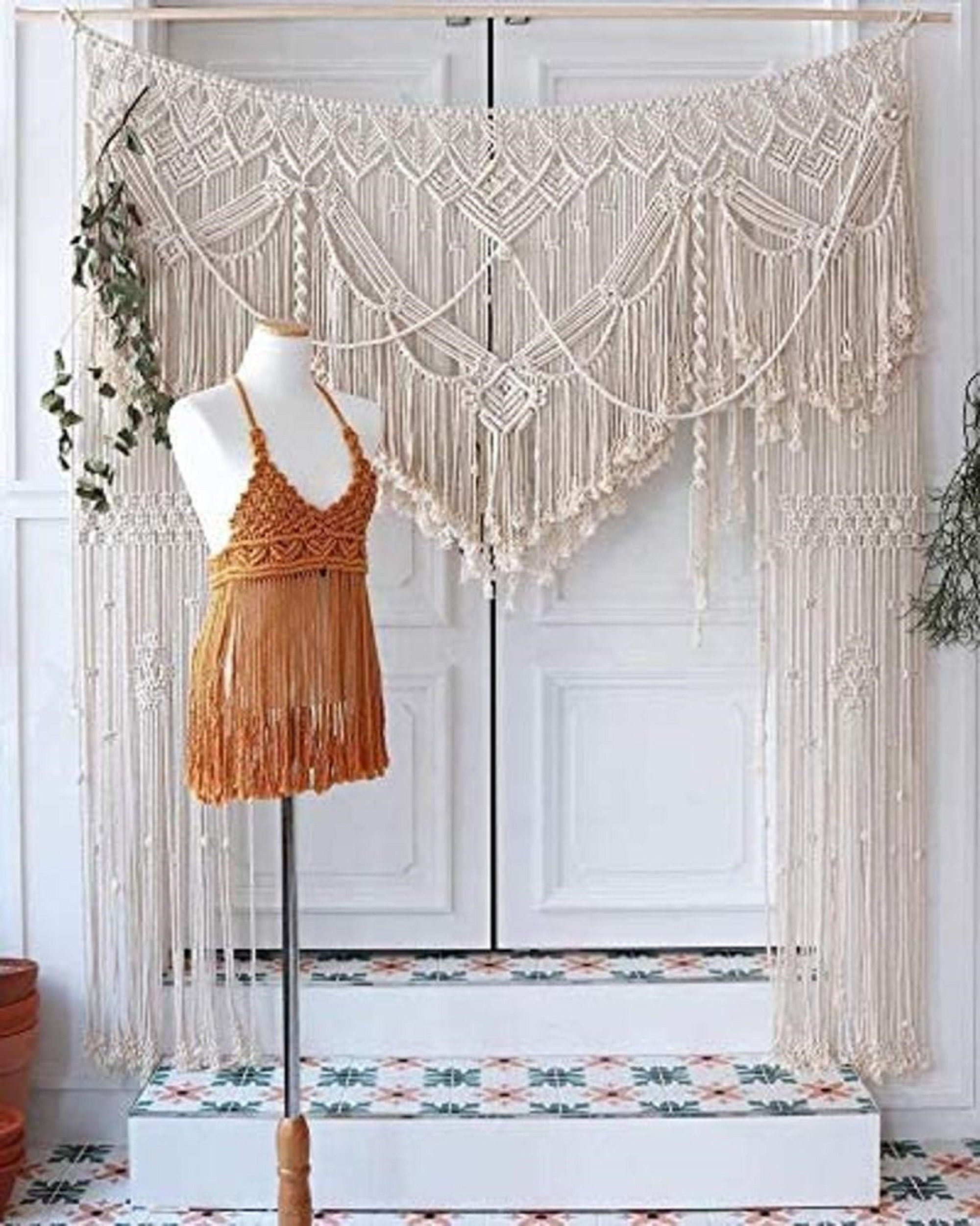 Macrame Gran Cortina Boho Boho Decoración Telón de Fondo Boda | Etsy