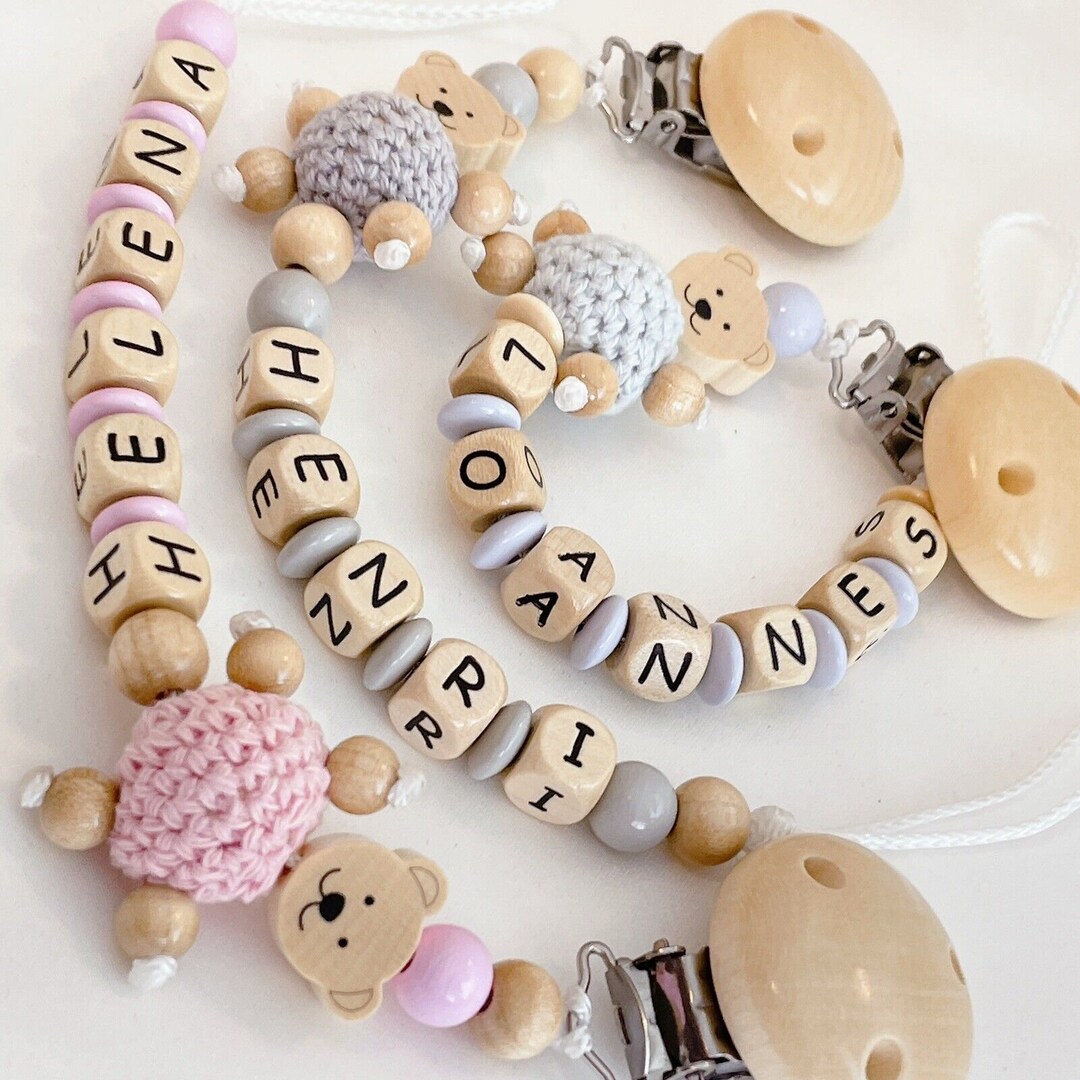 Pacifier Chain With Name Teddy Bear for Girl / Boy Personalized Baby ...