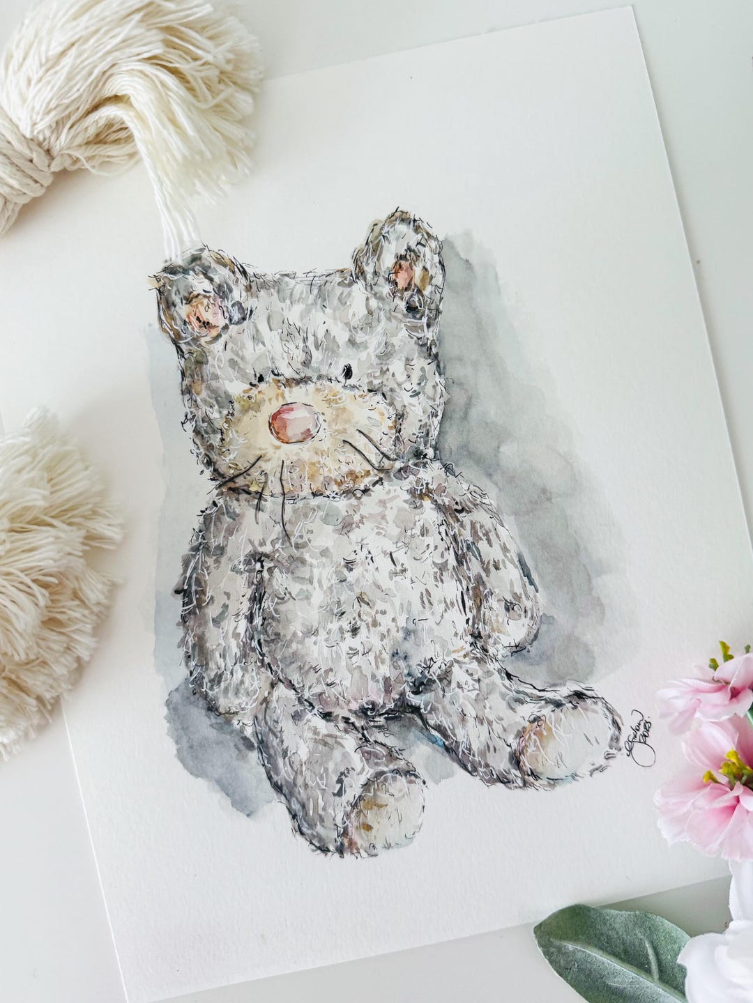 Custom Stuffed Animal Painting, Painted Lovie Watercolour Art, Custom ...