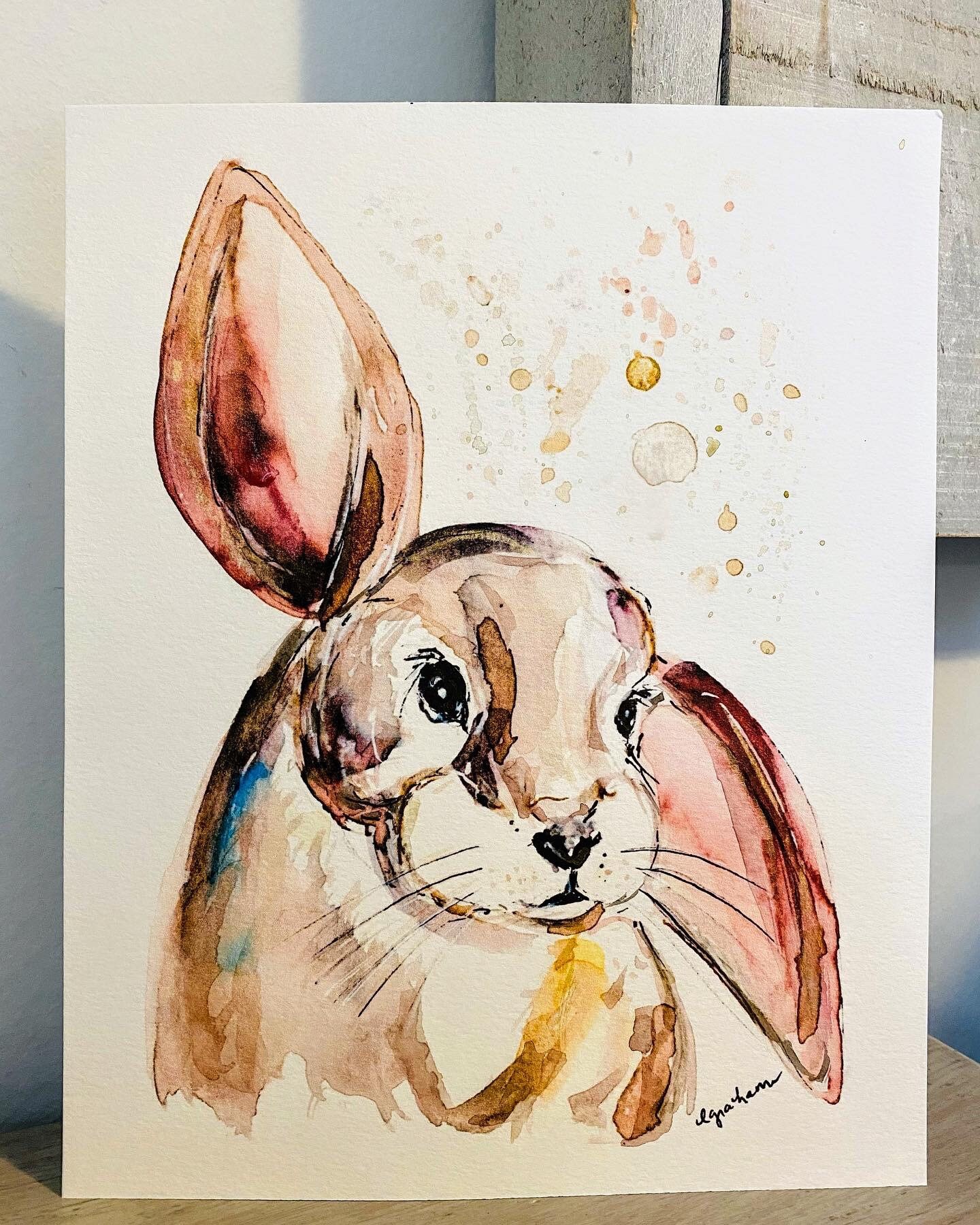 Watercolour Woodland Bunny Print Floppy Eared Rabbit Artwork | Etsy