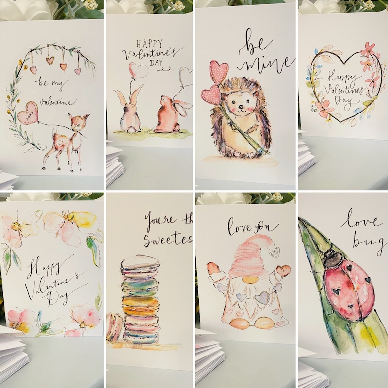 Watercolor Valentine - Etsy