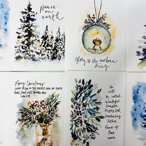Religious Christian Watercolour Christmas Cards, Package of 8 Bible ...
