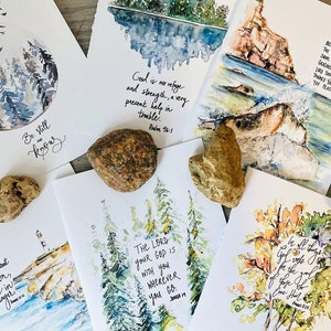 Pack of 6 Watercolour Scripture Cards, Bible Verse Handlettering Cards ...