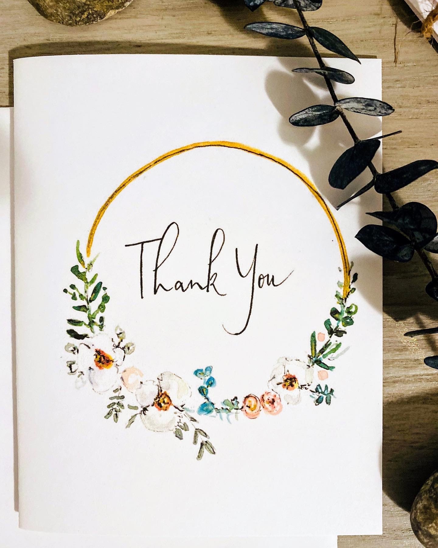 Thank You Botanical Cards, Watercolour Floral Cards, Boho Thank You ...