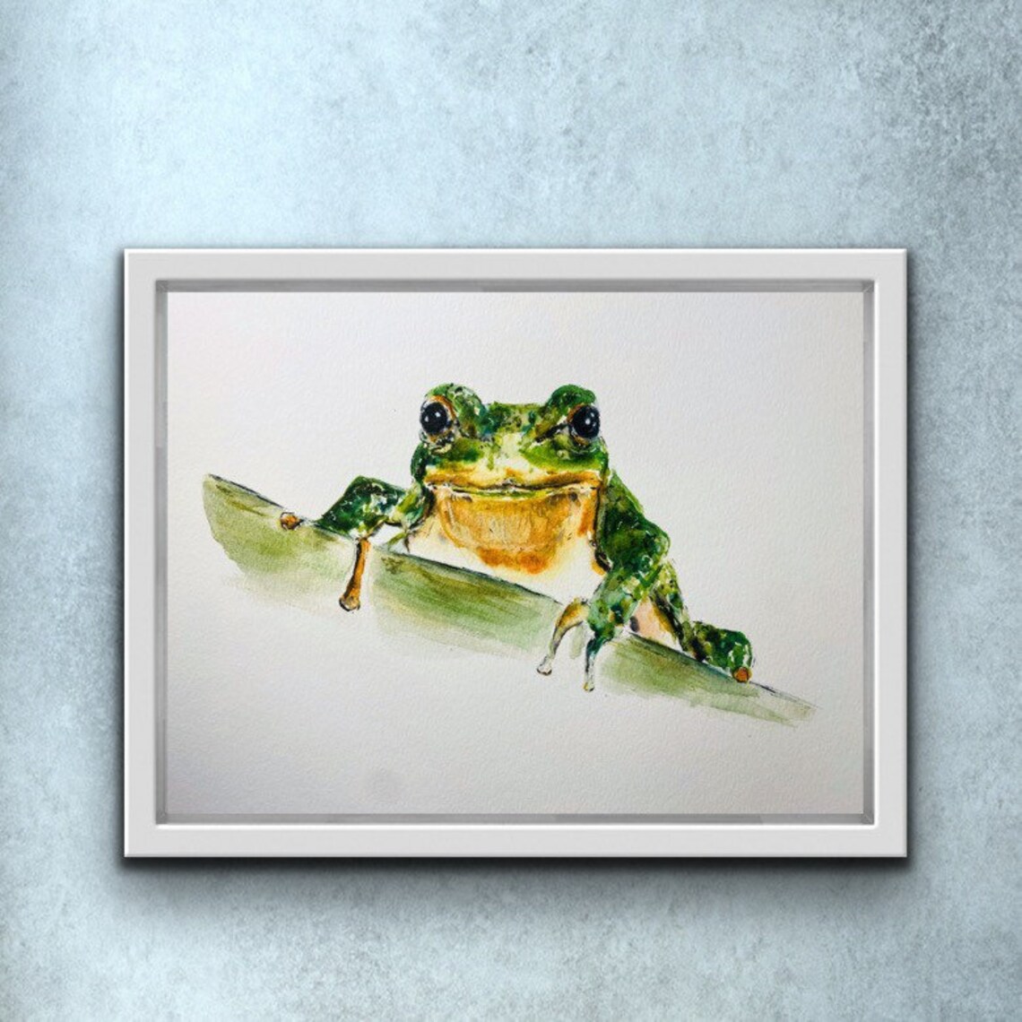 Watercolour Tree Frog Wall Art Print, Frog on A Log Watercolour Art ...