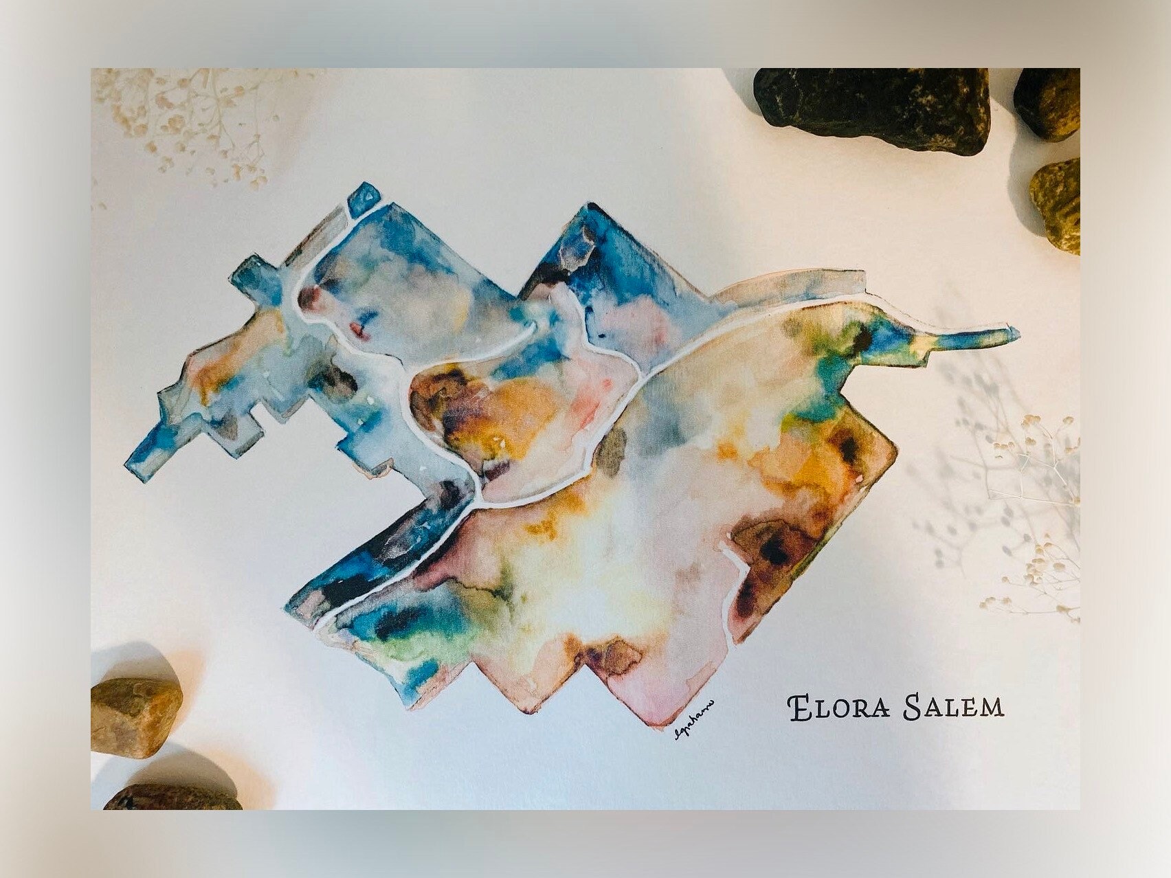 Map of Elora Print Map of Fergus Print Watercolour Map of - Etsy Canada