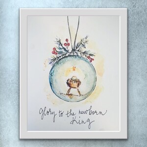 Gloy to the Newborn King Watercolor Print, Glory Christmas Watercolour ...