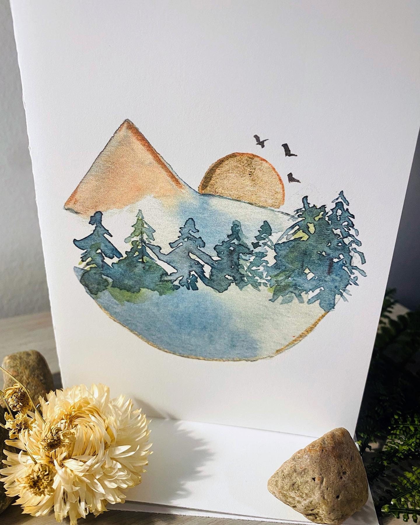 Watercolour Blank Nature Cards Pack of 6 Abstract Scenery - Etsy