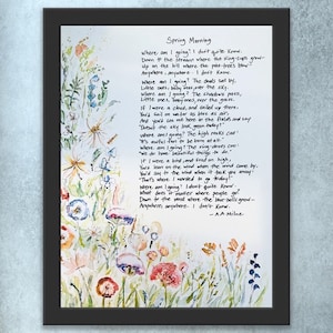Spring Morning by AA Milne Poem Print, Where Am I Going Handlettering ...