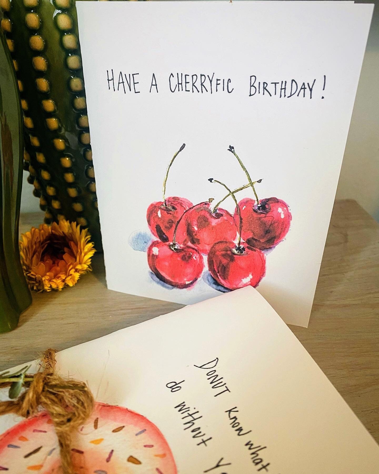 Funny Food Happy Birthday Folded Cards, Watercolour Food Illustration ...