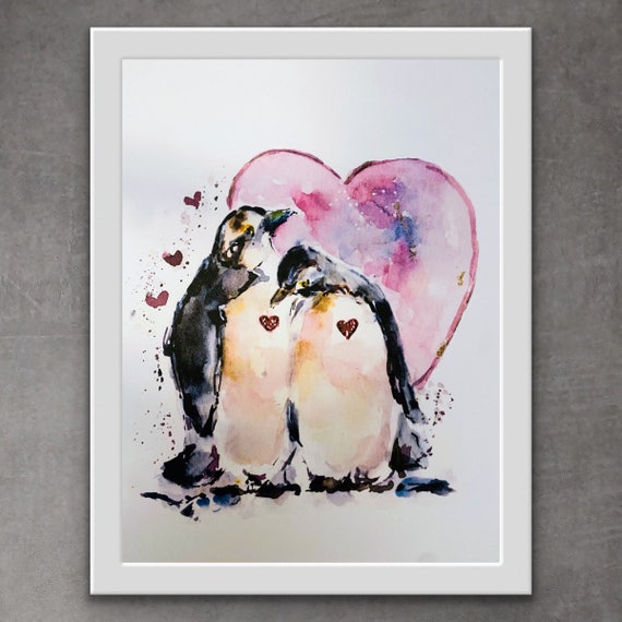 Cute Penguins In Love Drawings