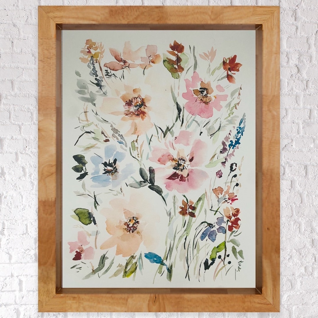 Pastel Loose Coloured Watercolour Spring Flowers, Pretty Pastel Loose ...