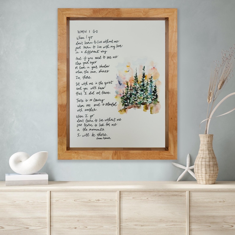 When I Go Poem, Time of Loss Art Gift, Grieving Watercolour Print ...