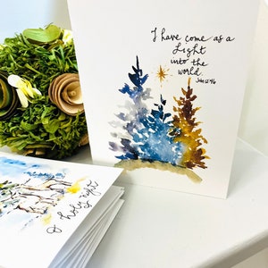 Religious Christian Watercolour Christmas Cards, Package of 8 Bible ...