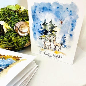 Religious Christian Watercolour Christmas Cards, Package of 8 Bible ...